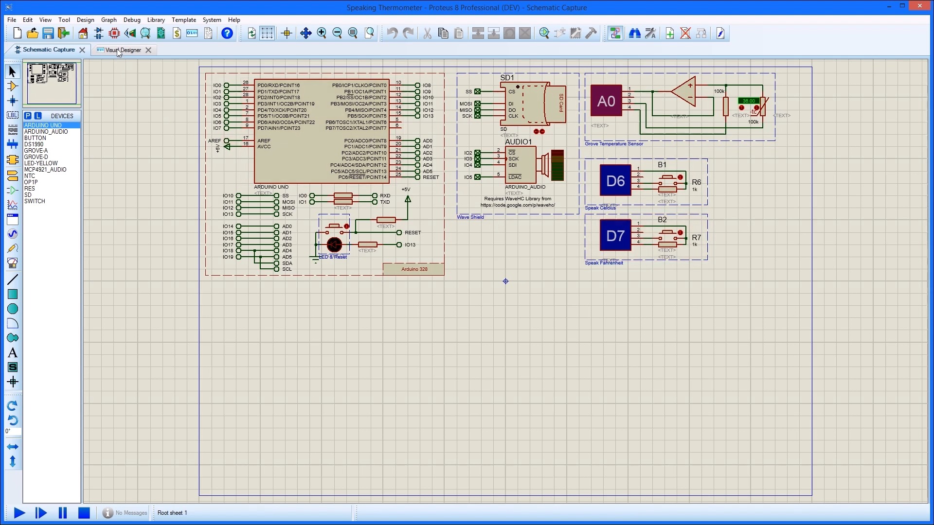 20 温度计语音播报功能 Proteus可视化设计简单实现