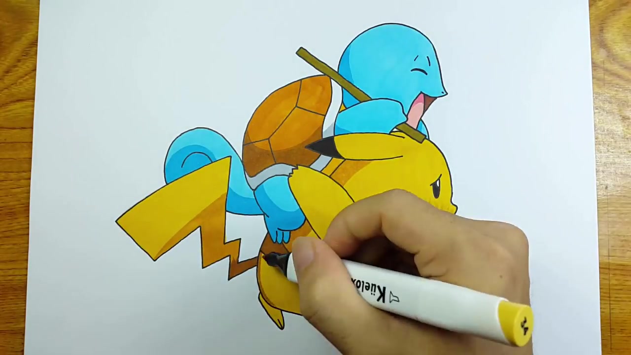 【精灵宝可梦】画一只皮卡丘和一只杰尼龟