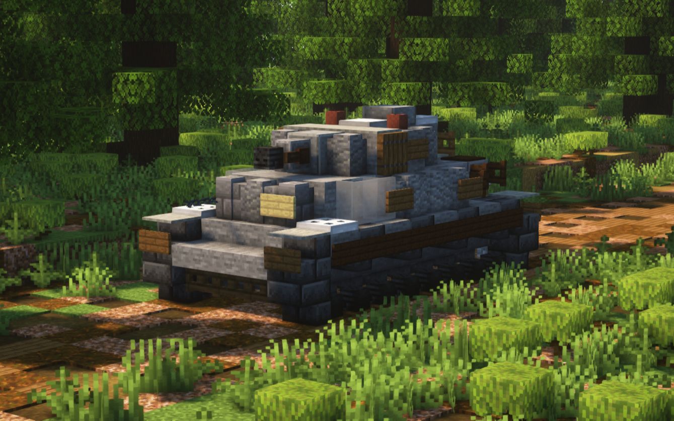 【Minecraft】四号坦克F1型 中型坦克 建筑教程 (1.75:1)_教程