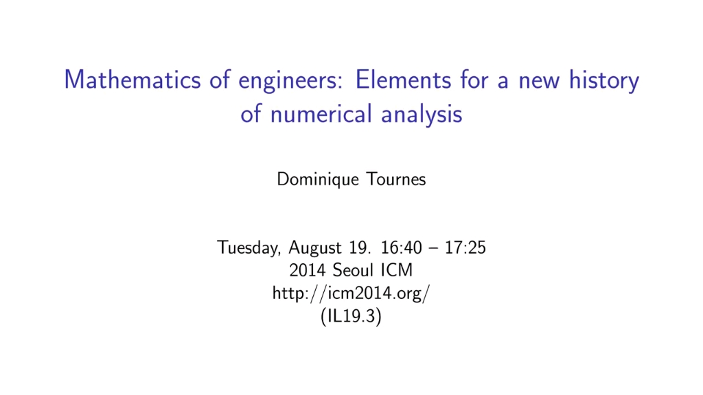 ICM2014首尔国际数学家大会-数学史45分钟特邀演讲(3):Dominique ...