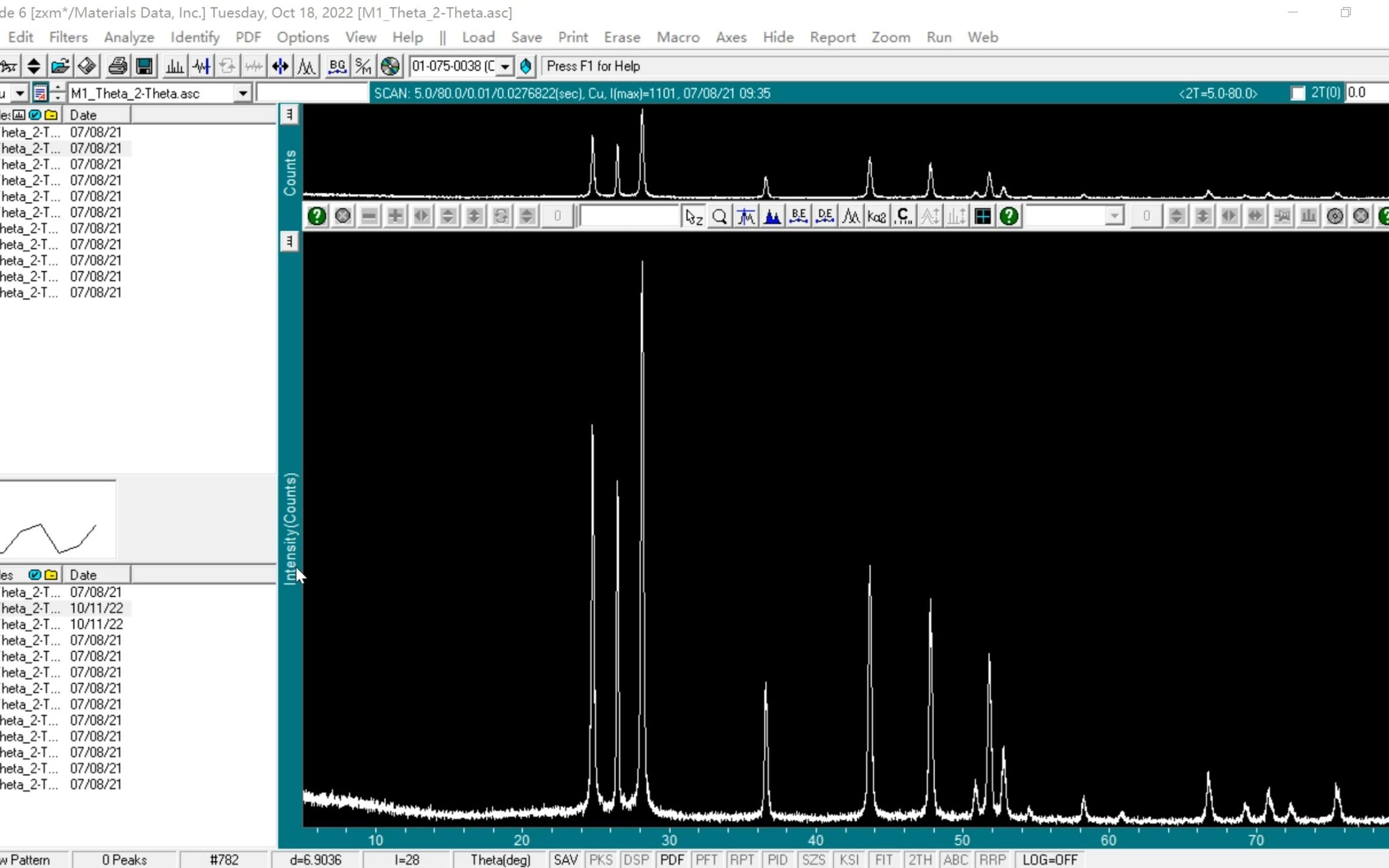 jade导出XRD标准pdf卡片