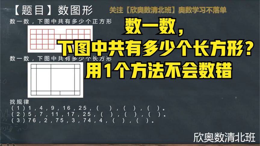数一数,下图中共有多少个长方形?用1个方法不会数错