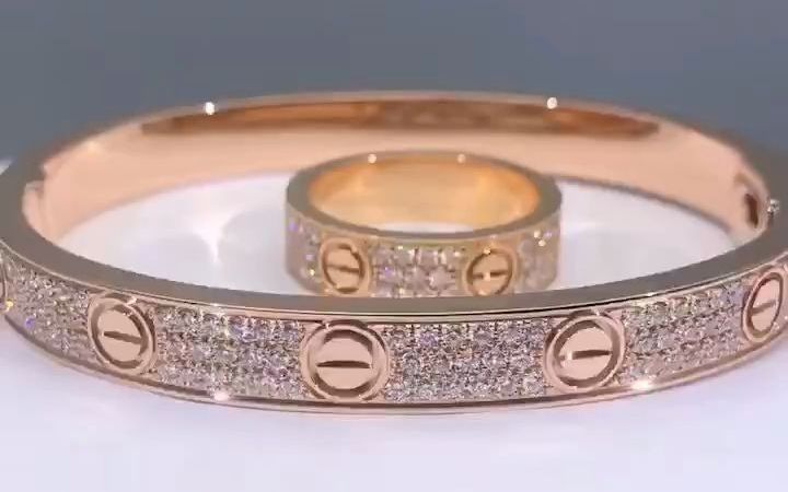 宽版18K玫瑰金手镯+戒指分享给大家