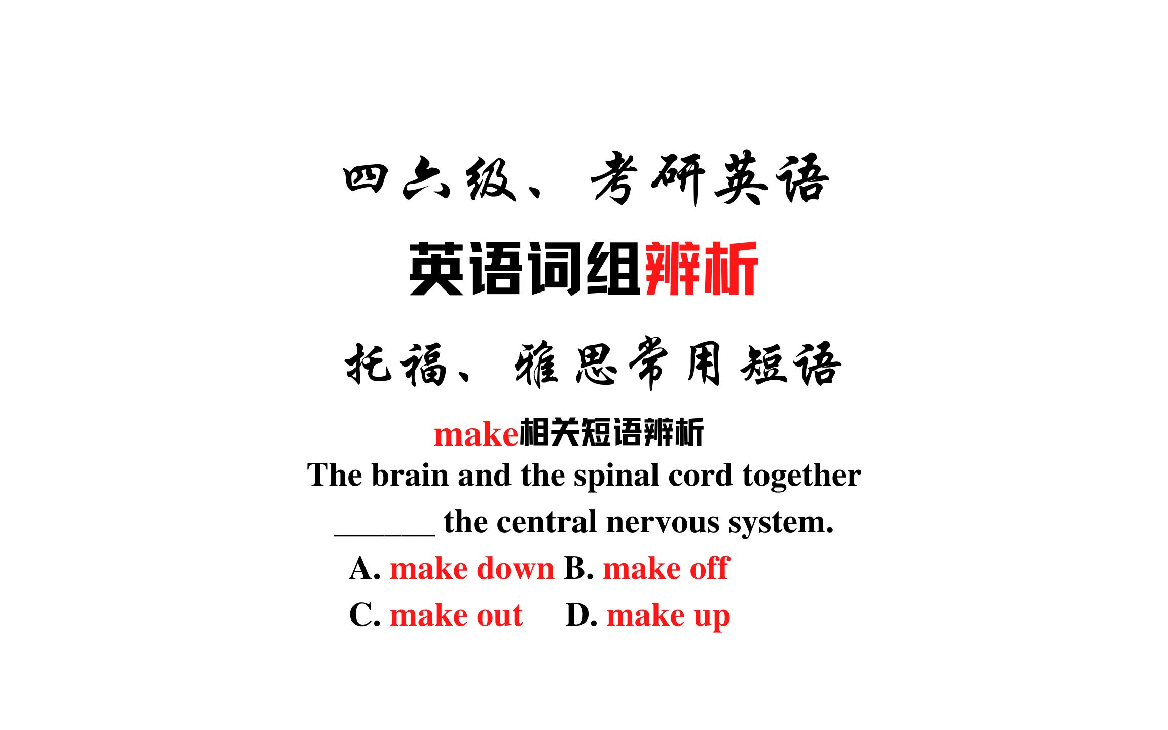 【常用短语辨析】make down, make off, make out和make up