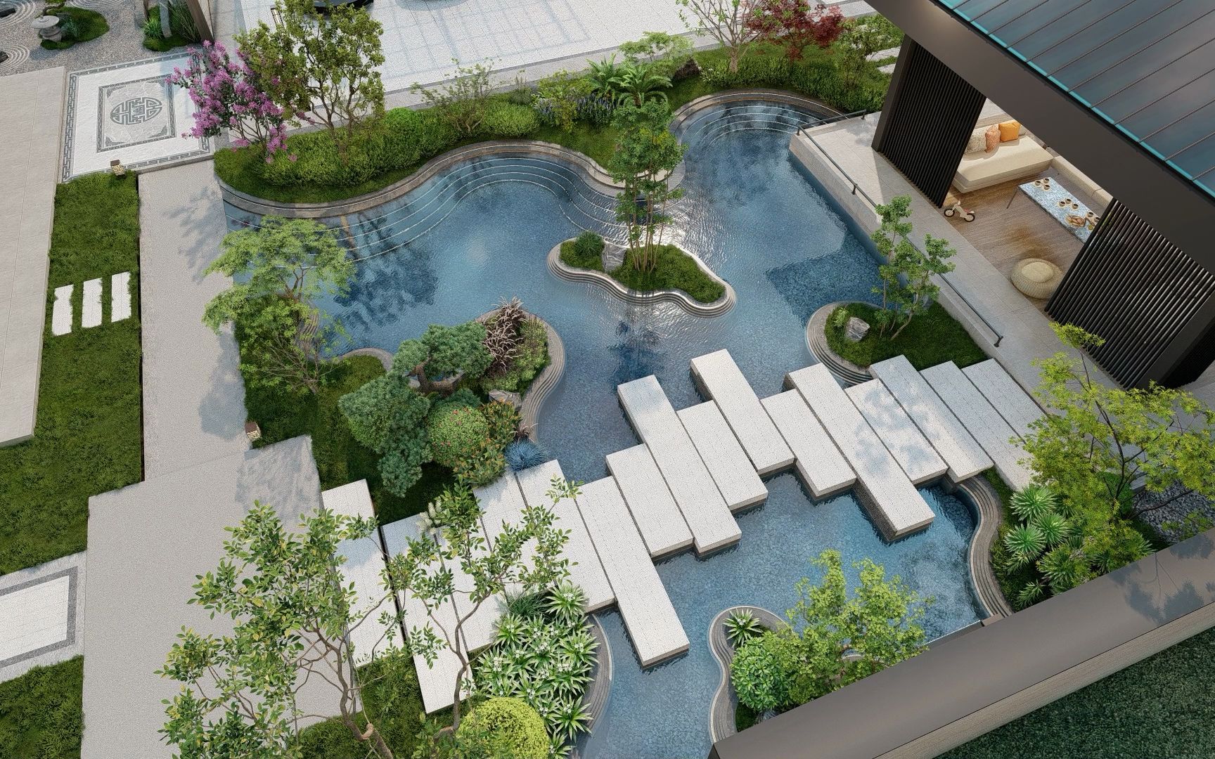 LUMION12民宿庭院景观生长动画