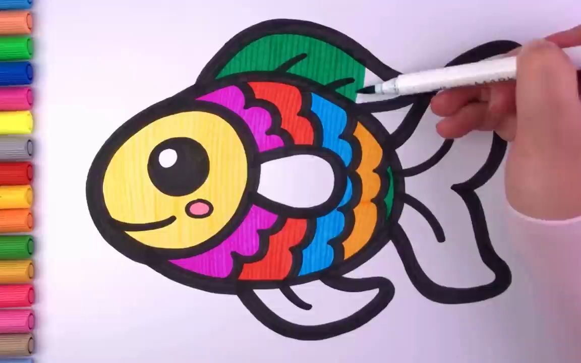 儿童简笔画教孩子画金鱼