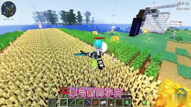 我的世界烦人的村民:做第1把远程武器绿宝石弓!