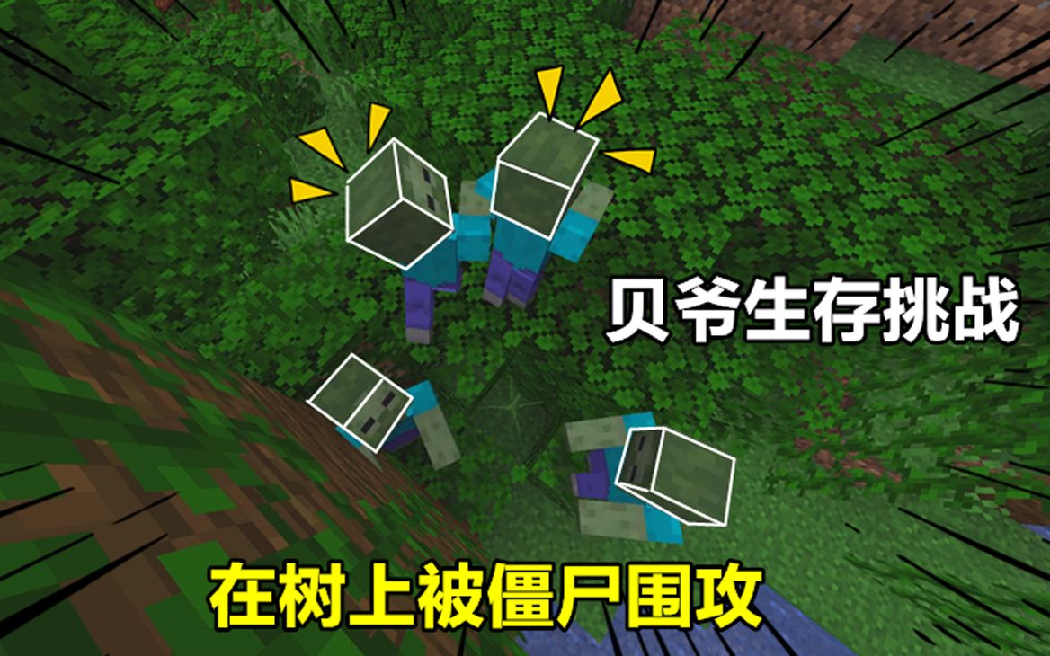 我的世界贝爷生存01:开局只有三颗心,夜晚被迫在树上度过!