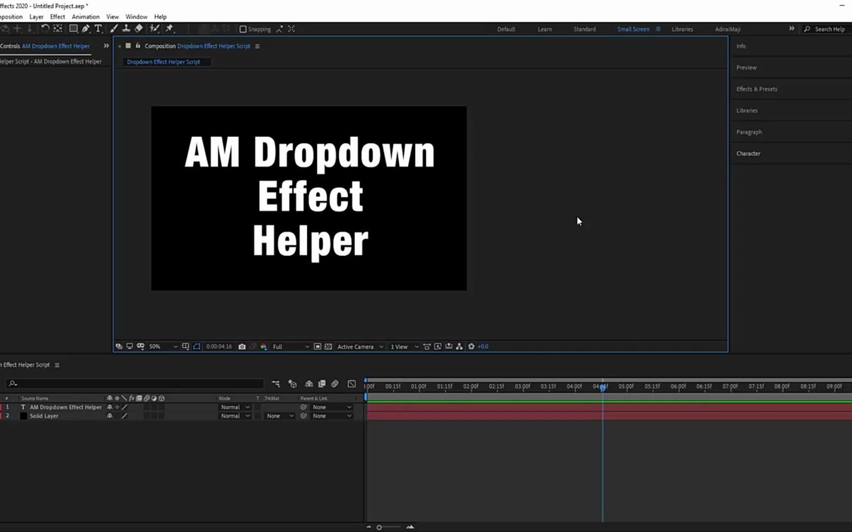 AE脚本:给图层添加下拉菜单控件AM Dropdown Effect Helper v1.0.1