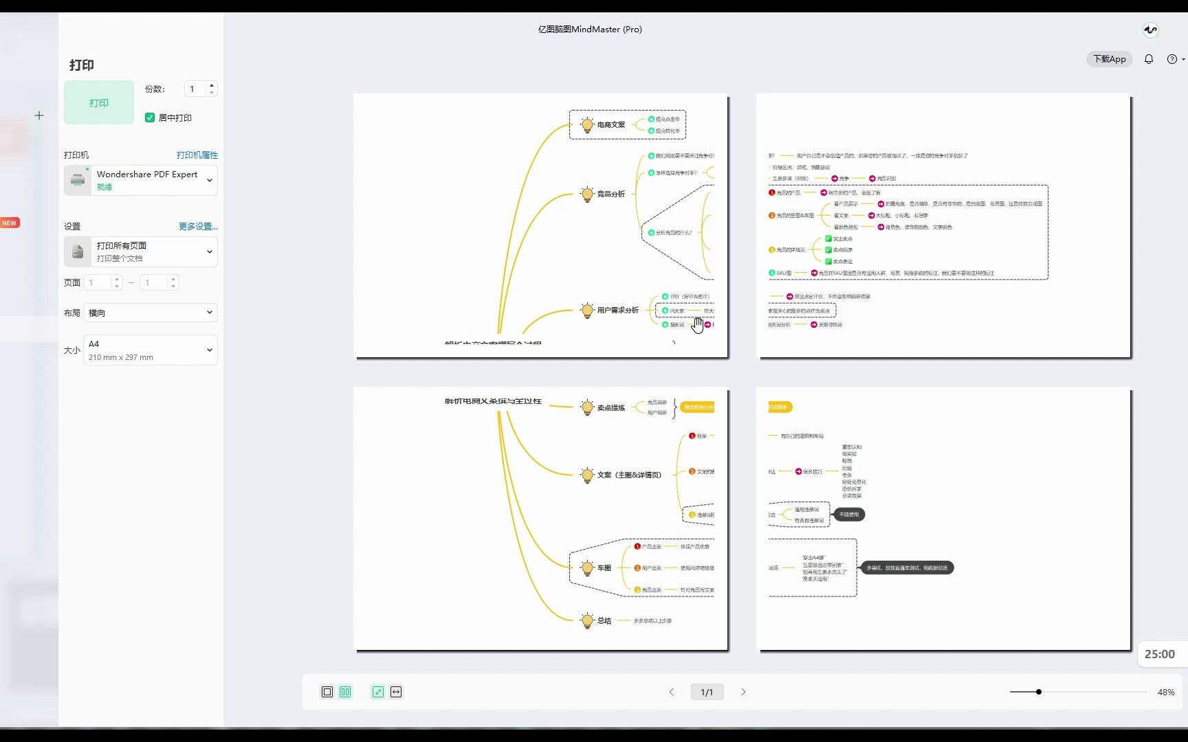 XMind PDF打印分拆-用万兴PDF或亿图脑图