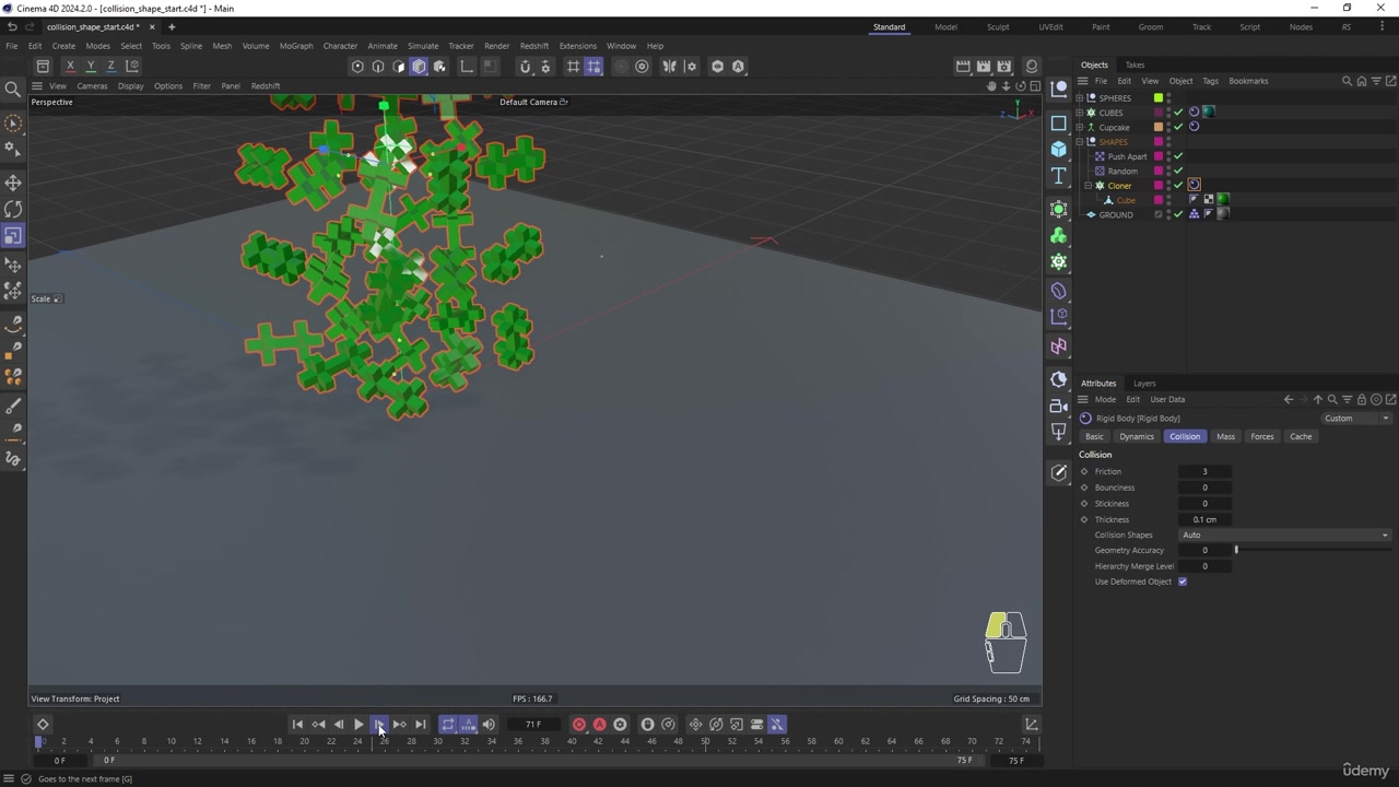 C4D刚体柔体布料绳索特效动画模拟教程
