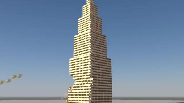 使用5000块KEVA积木建造大楼,看看能经受几轮打击