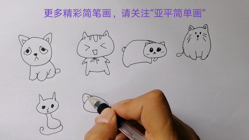 猫的简单画法,小朋友们直接上手画吧
