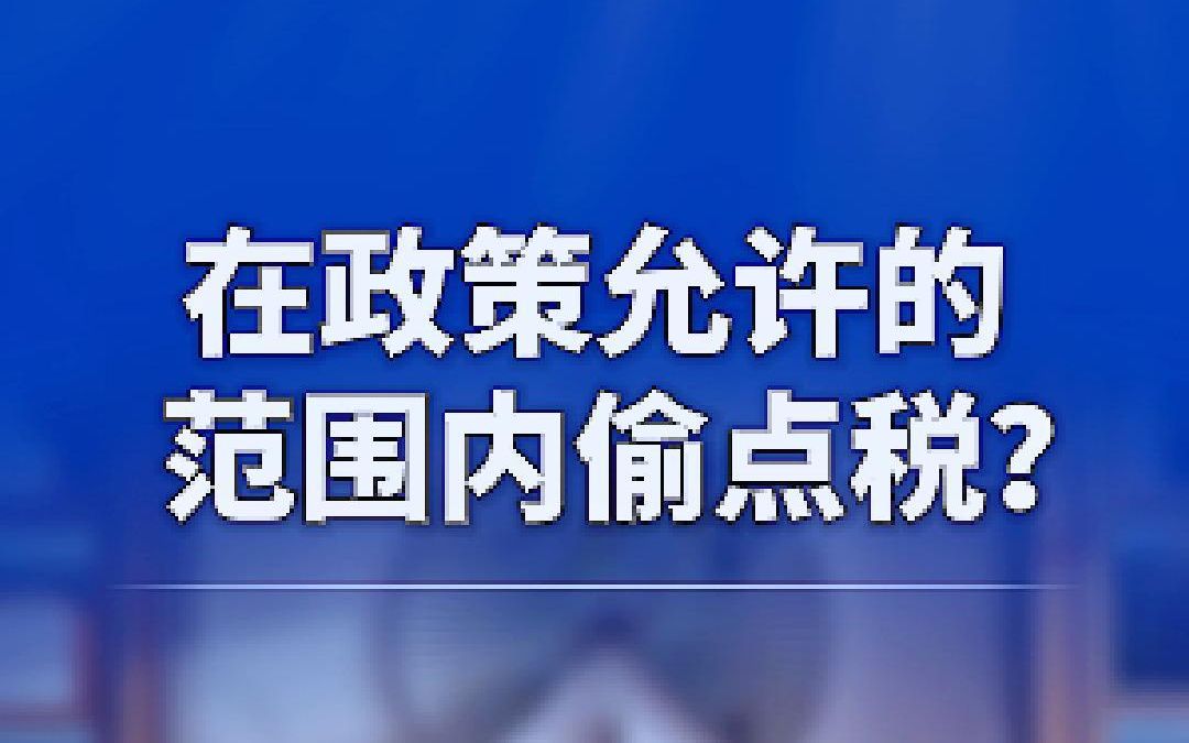 我想在政策允许的范围内偷点税?