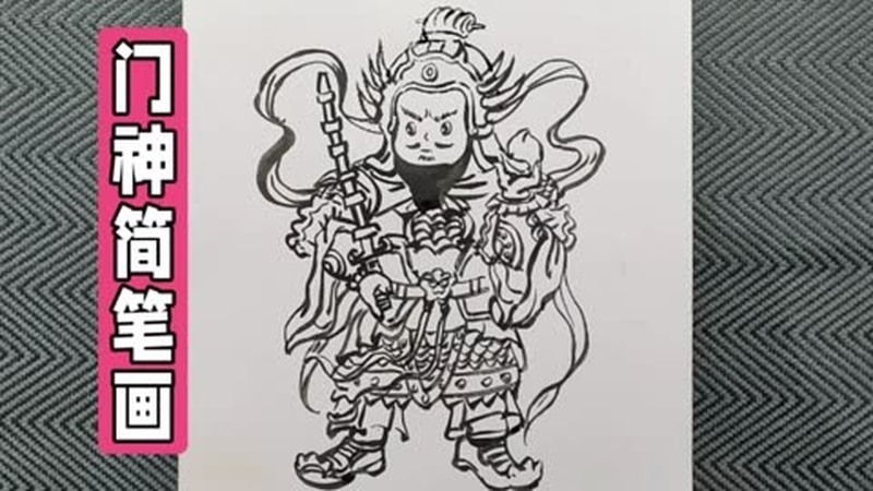 门神简笔画的画法,这样画门神有点可爱