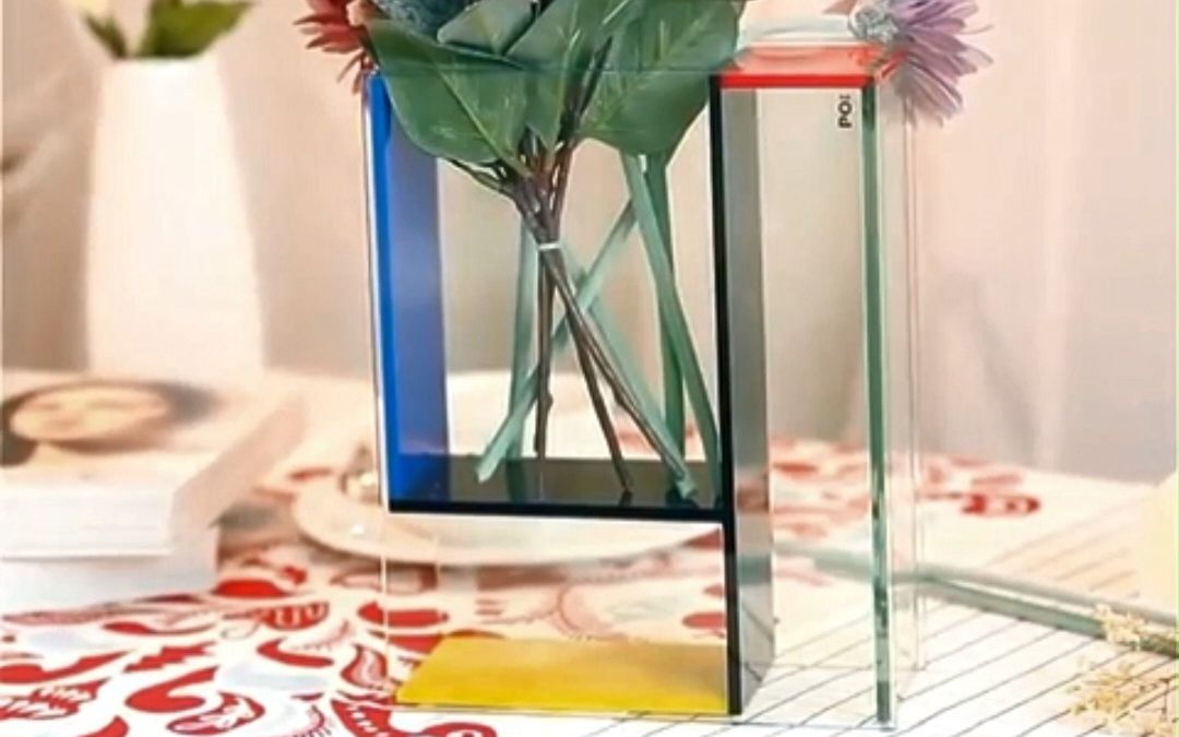 JAI HOUSE |丹麦PO 蒙德里安艺术花器北欧简约有机玻璃花瓶书房...