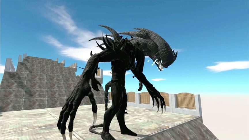 动物战争模拟器 异形女王阶梯战斗!攻击会有你长相那么厉害吗?