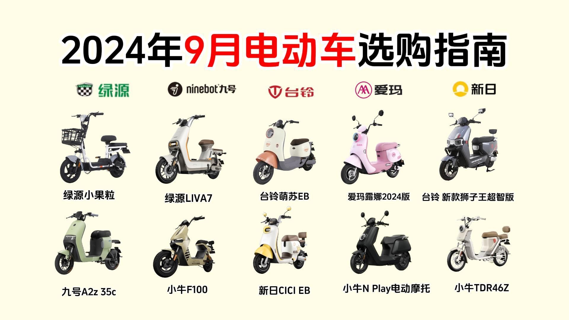 【电动车推荐】2024年9月新国标电动车选购攻略 | 电动车如何选购?...