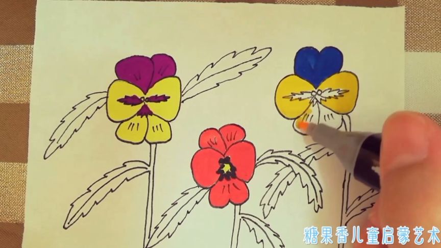 创意儿童画蝴蝶花简笔画漫画卡通动漫亲子育儿小朋友学画画