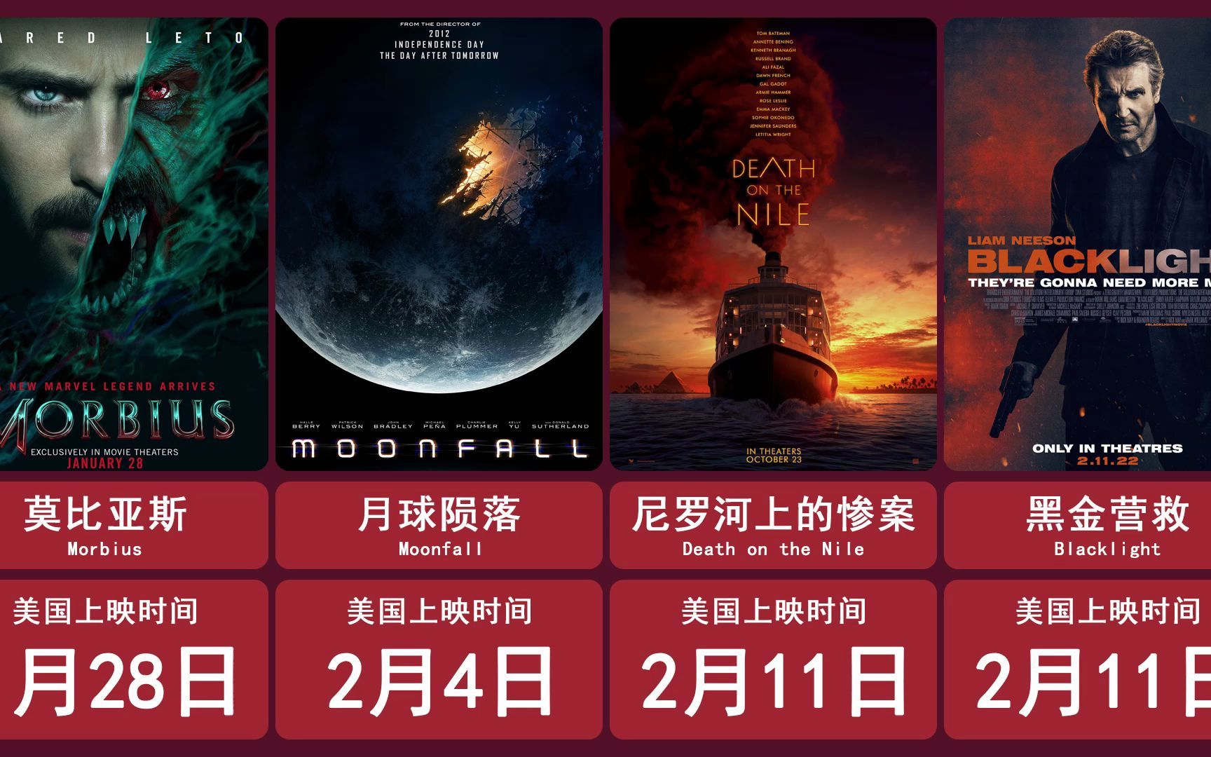 2022年即将上映的20部大片电影时间排列