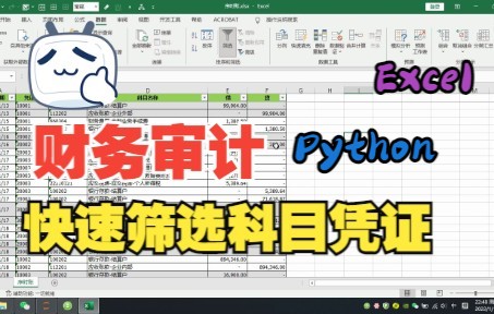 Excel VS Python|财务审计|快速筛选某一会计科目的所有凭证