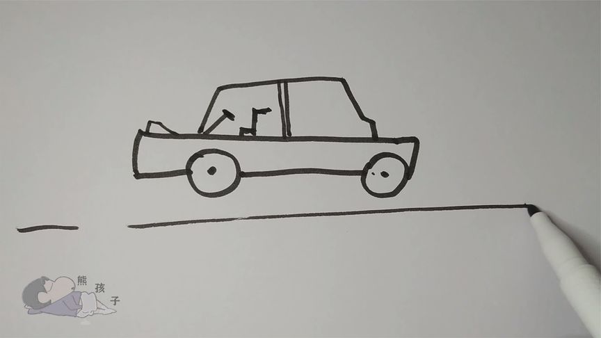 简笔画:国产红旗(老爷子车)
