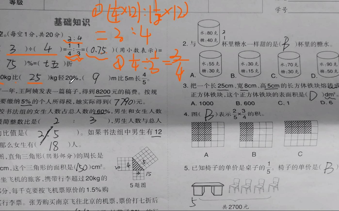 苏教版小学六年级数学期末报纸讲解