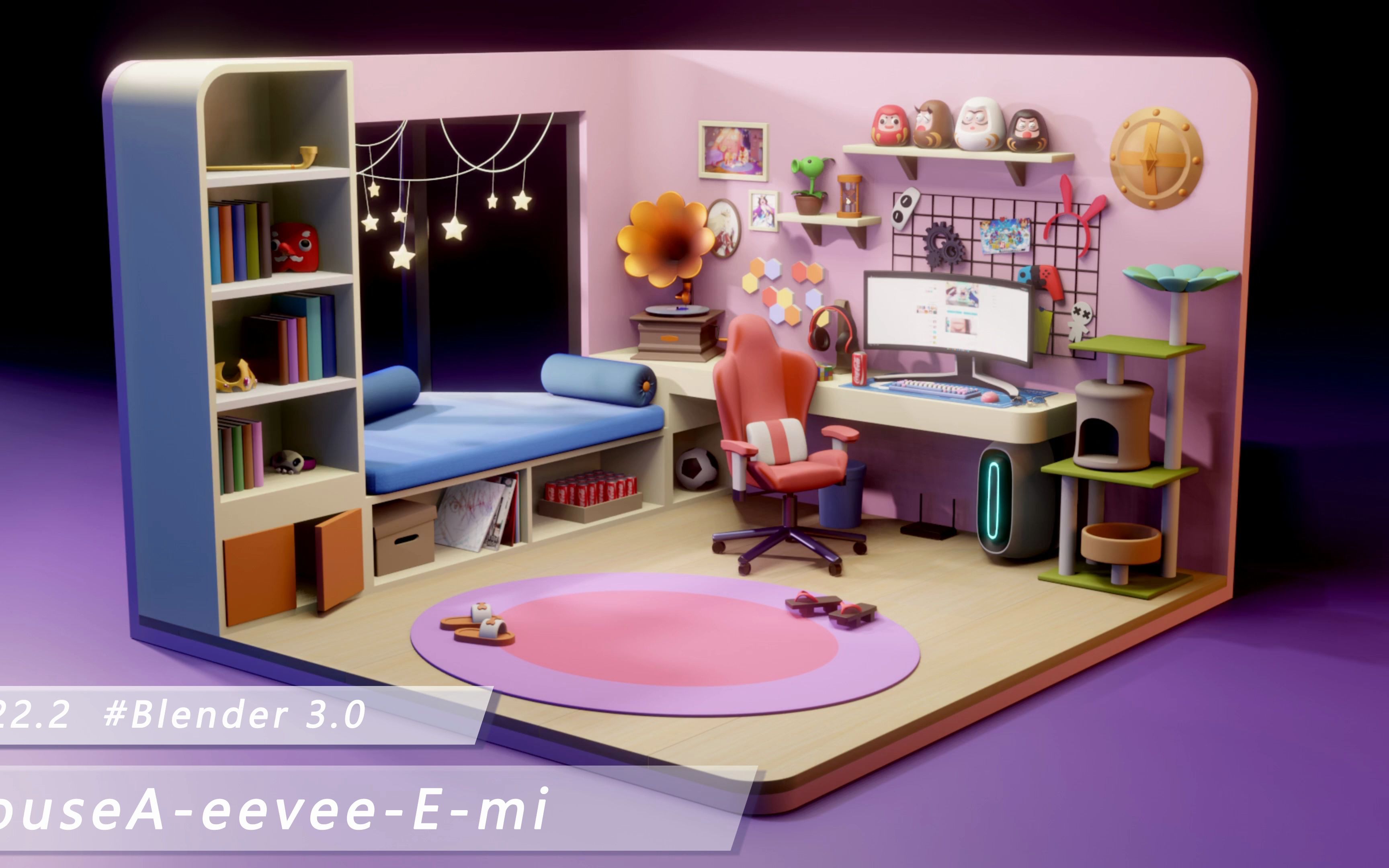 业余时间自学【Blender】,跟着大佬们的视频教程做了一些小玩意~