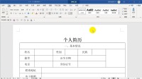 Word2019视频教程 文档排版文字处理目录制作 第35集 简历表格制作