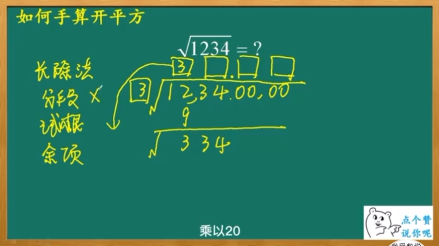 徒手开根号,仅供自己学习使用
