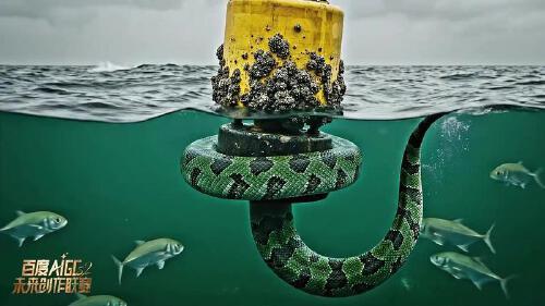 气象浮标惊现巨蟒缠绕!百斤蟒蛇竟成海上仪器神秘配重