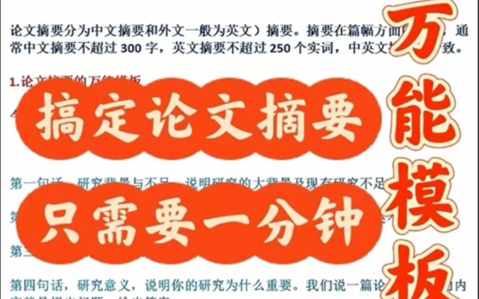 论文摘要的万能模版,适合90%的专业使用!