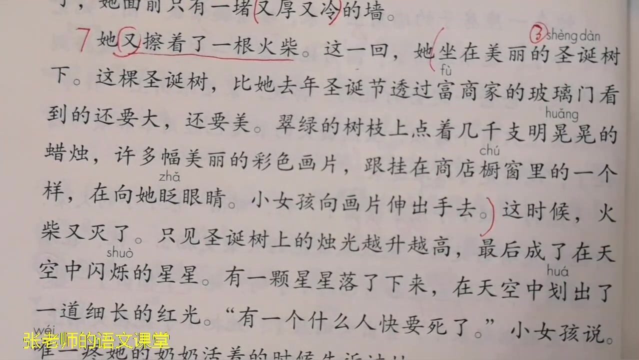 三年级上《卖火柴的小女孩》,第一次擦亮火柴,小女孩看到了什么