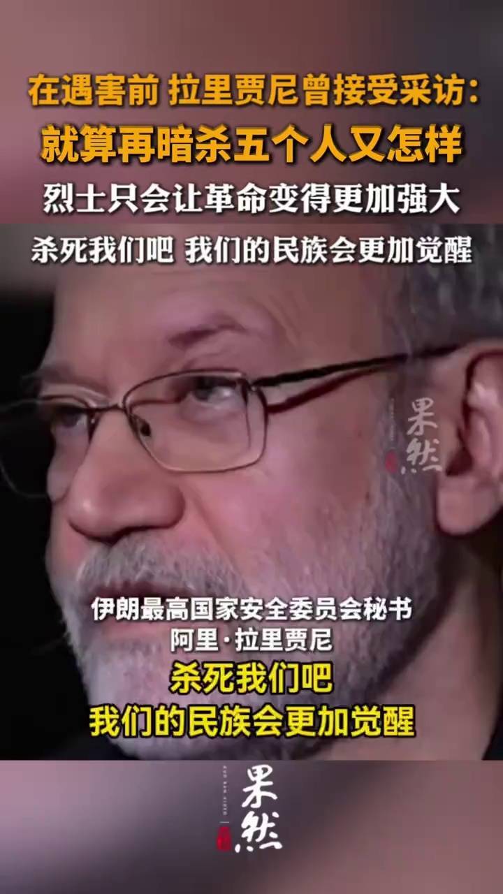 拉里贾尼遇害前曾接受采访:就算再暗杀五个人又怎样,烈士会让革命更...