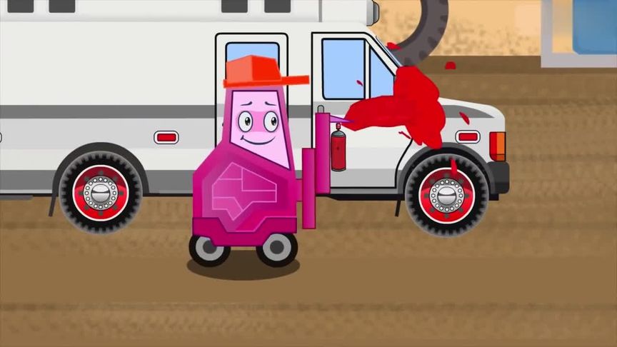 儿童动画,工程车动画,救护车组装动画,救护车去工地救援