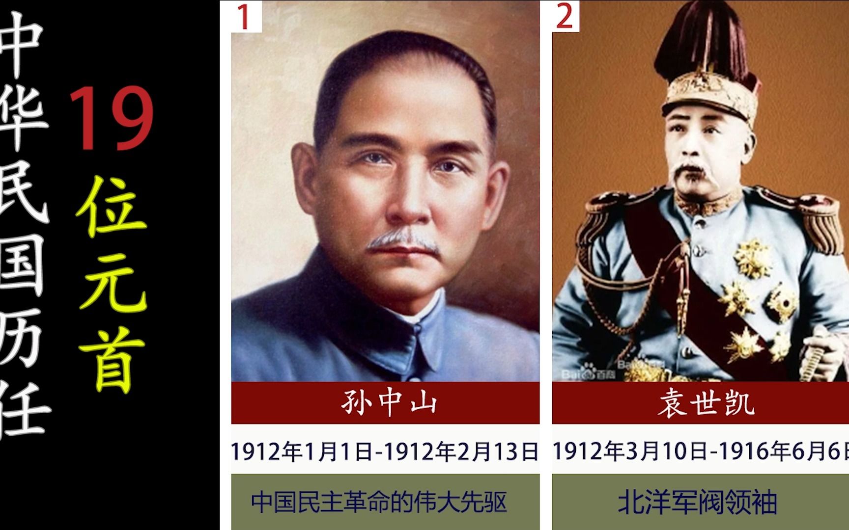 在那动荡的年代,中华民国历任19位元首都有谁?