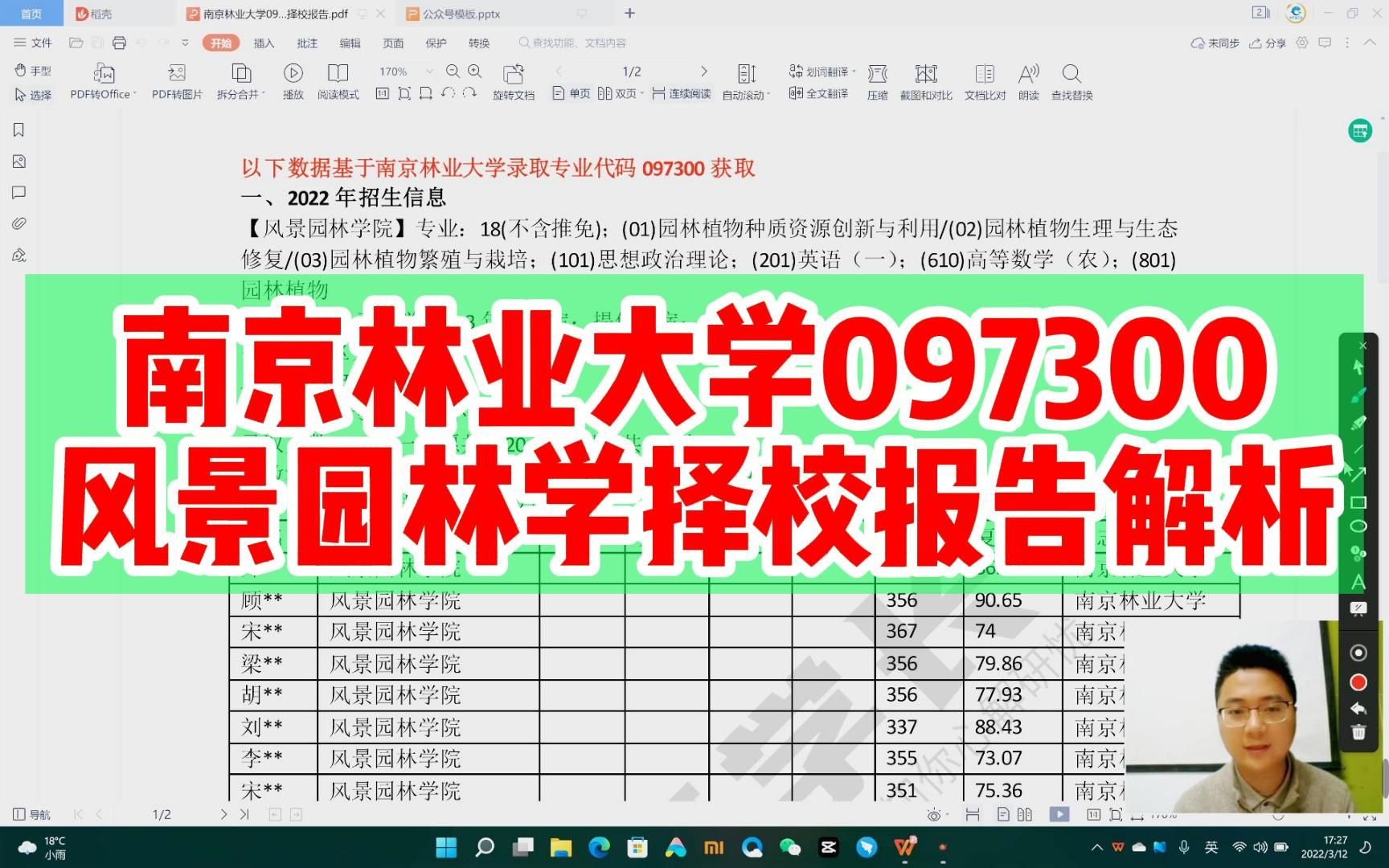 南京林业大学097300风景园林学择校报告解读