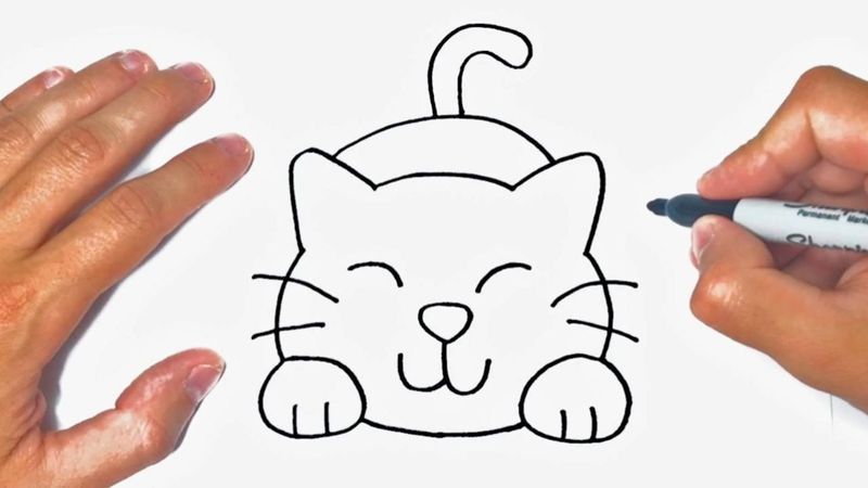 小猫的简笔画怎么画一分钟教你画可爱小猫,一学就会440