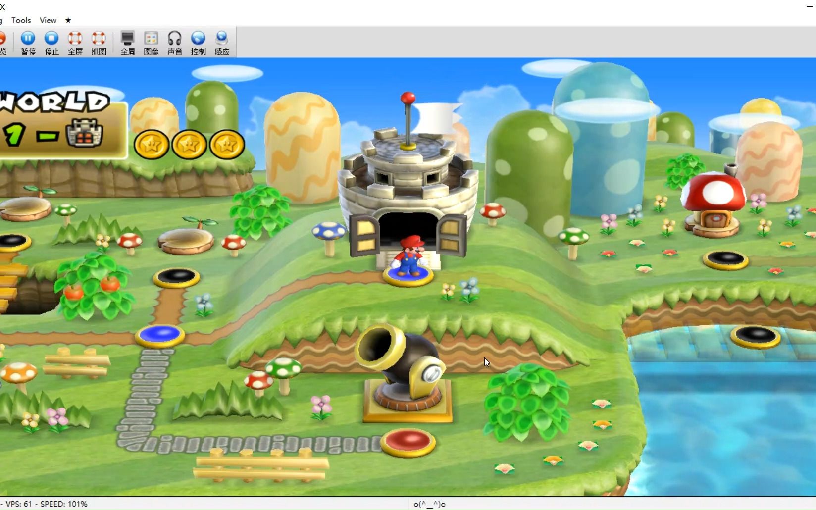 dolphin模拟器 新超级马里奥兄弟wii world1上 全收集攻略