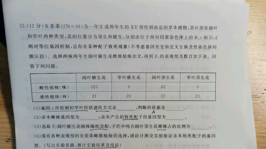 一道包含了致死现象,判断基因位置,随机交配,实验设计的遗传大题