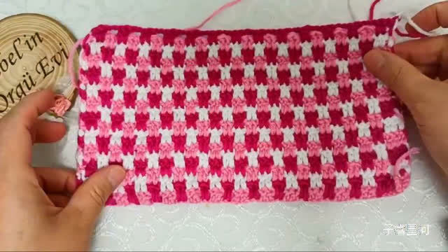毛线钩花毯子教程