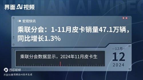 乘联分会:1-11月皮卡销量47.1万辆,同比增长1.3%