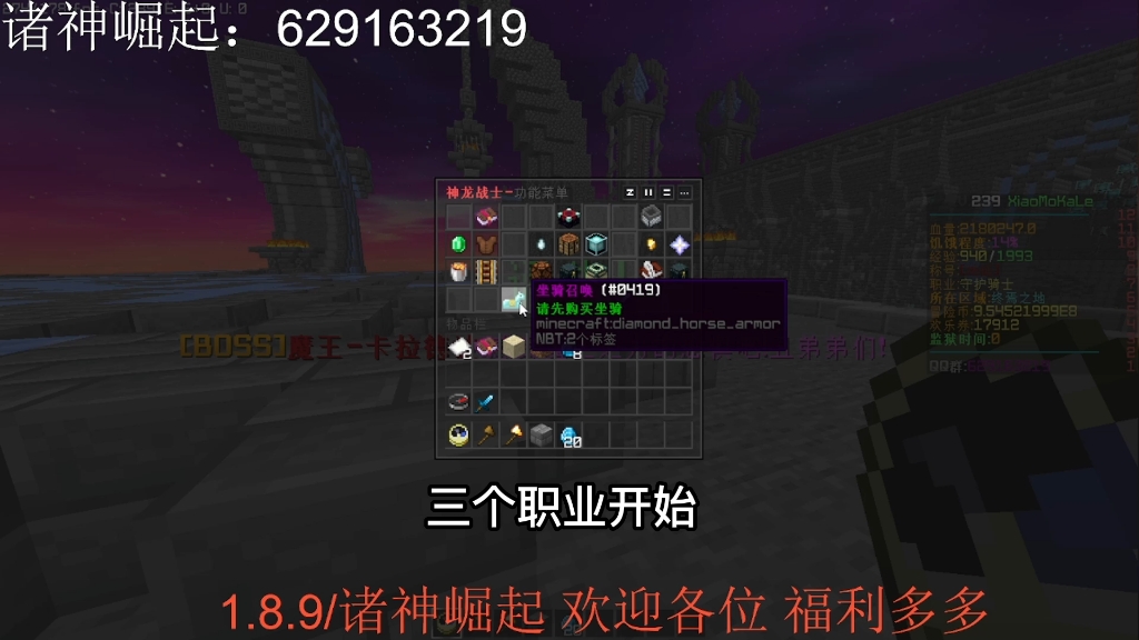 我的世界RPG服务器 诸神崛起 支持JAVA1.8.9-1.12.2版本 多人联机...