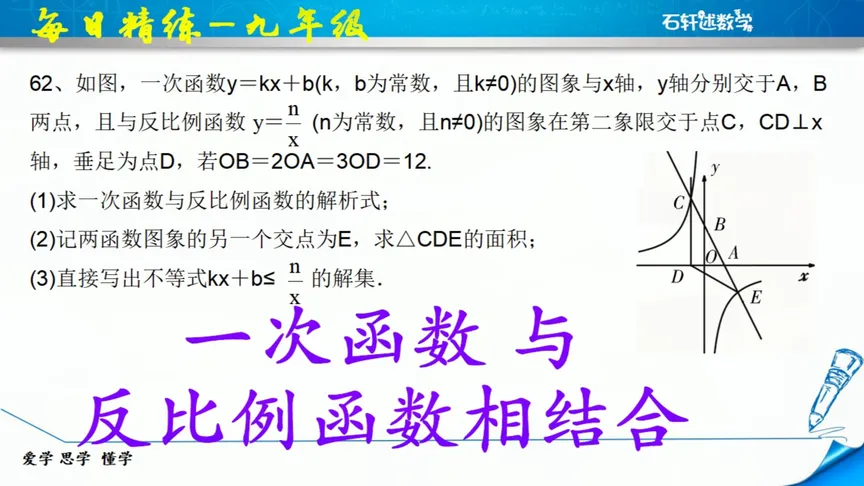 巧用待定系数法、割补法、数形结合求反比例函数综合题|学浪计划