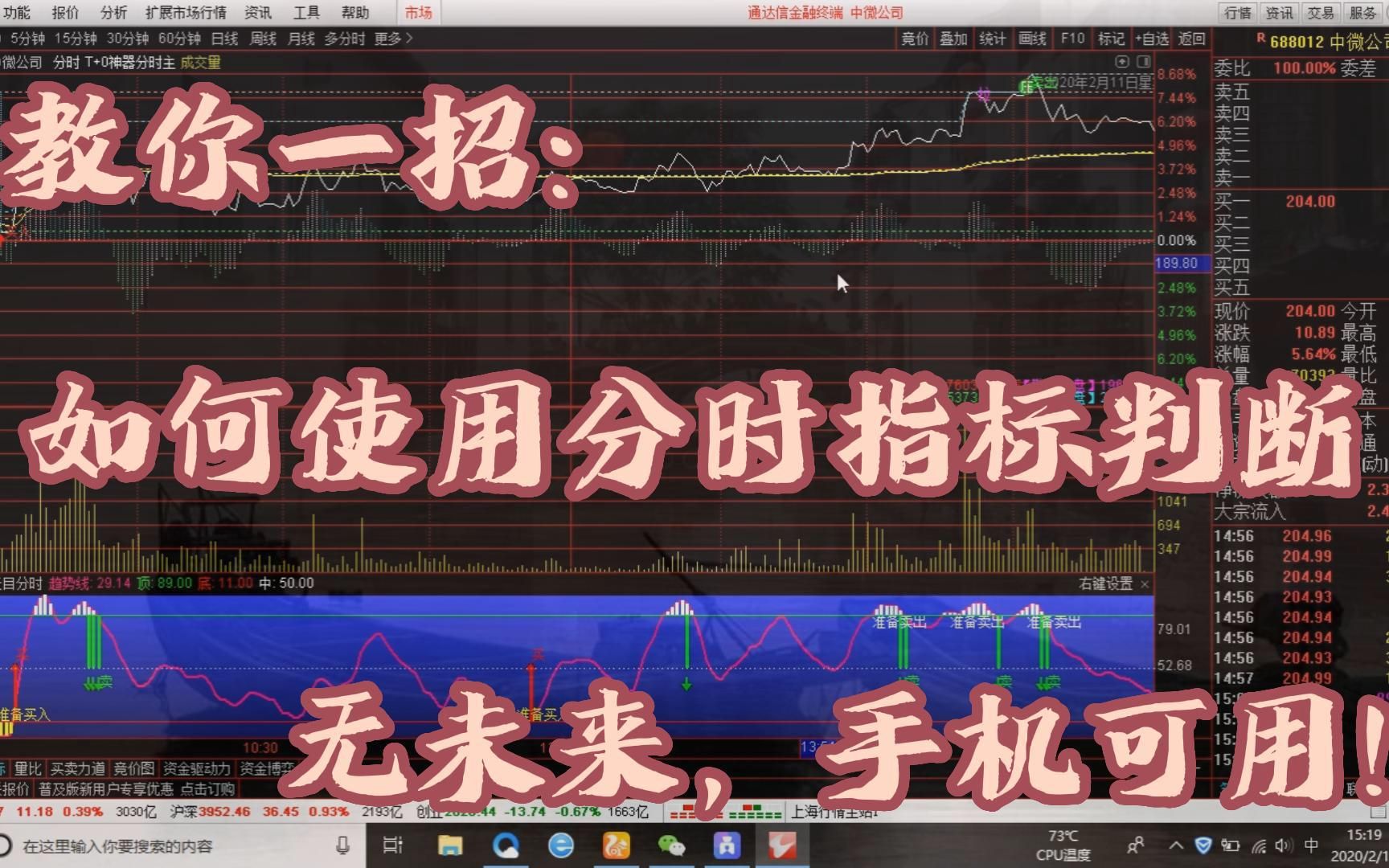 教你一招:如何使用分时指标判断信号,T+0指标,无未来,手机可用!