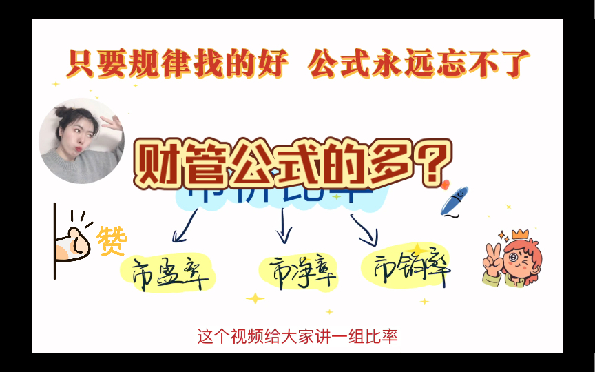 【财管公式不用背系列】市盈率/市净率/市销率/CPA财务成本管理/中级...