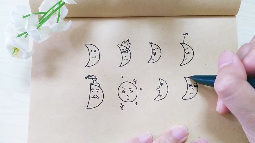 可爱的月亮姐姐简笔画,多种画法你会了吗?