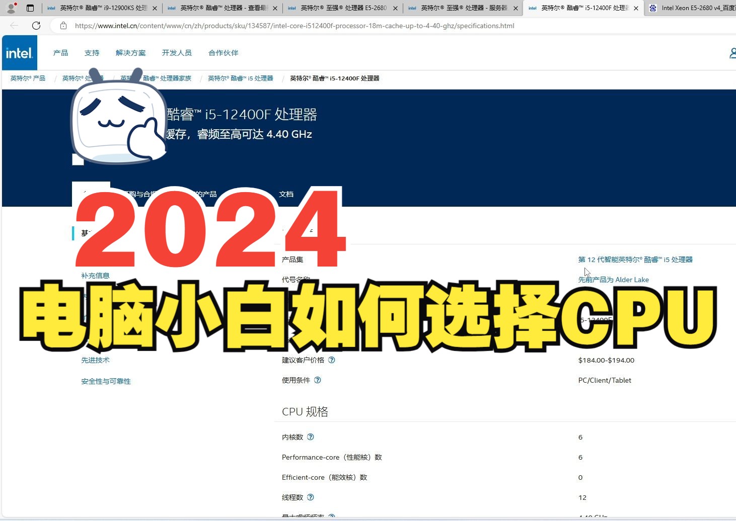2024电脑小白怎么选择CPU