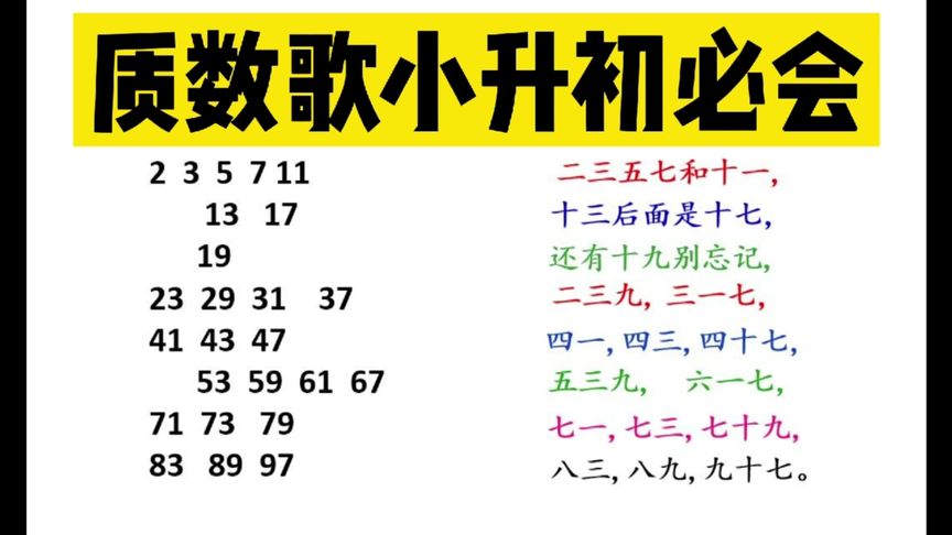 五年级重点质数,掌握这首质数歌小升初无忧