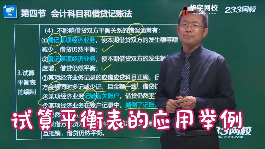 试算平衡表的编制和应用举例